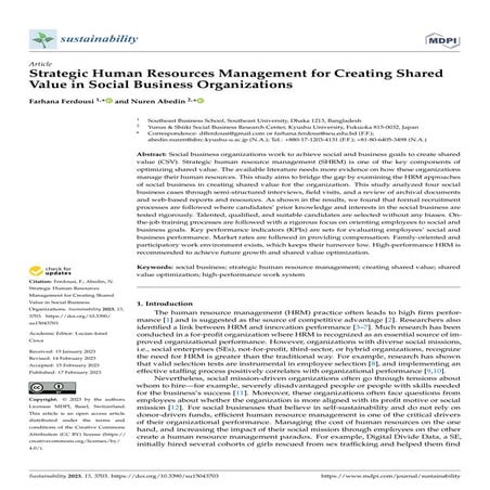 Strategic Human Resources Management for Creating Shared Value in ...