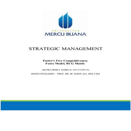 12, SM, AKFIKA RIZKY SABILLA, HAPZI ALI, Porter’s Five Competitiveness Force Model and BCG ...