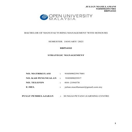 strategic management. assignments papers | PDF