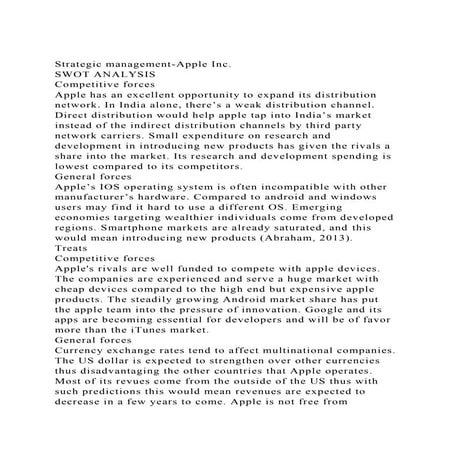 Strategic management-Apple Inc.SWOT ANALYSISCompetitive forces.docx