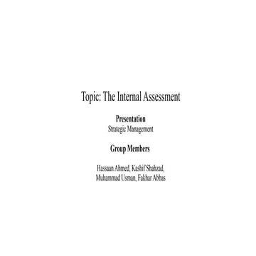 internal assessment subject strategic management | PPT