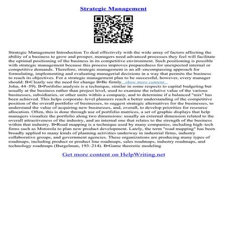 Strategic Management Essays | PDF