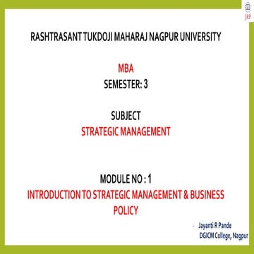 Strategic Management Module 1.pdf | Business Administration | Business