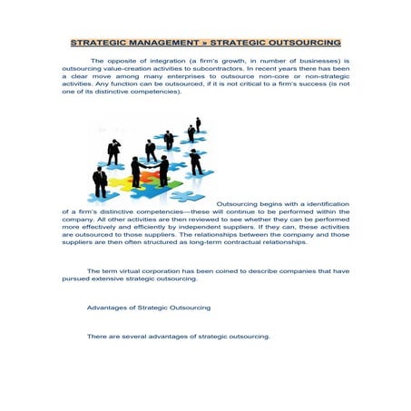 Strategic management » strategic outsourcing | PDF