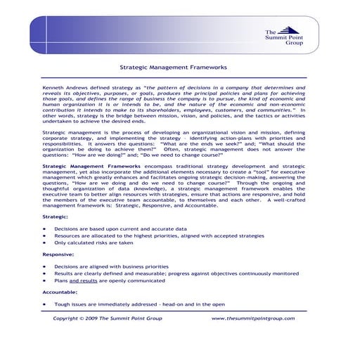 Strategic Managment Frameworks | PDF