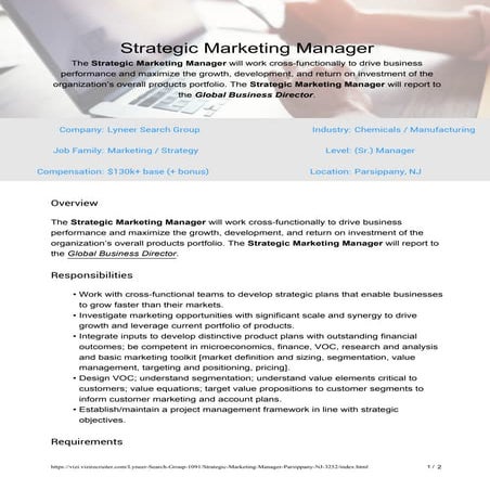 Strategic Marketing Manager | PDF