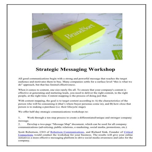 Strategic Messaging Workshop | PDF