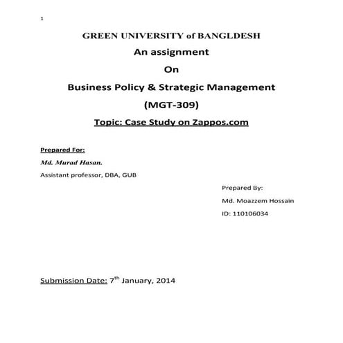 Business Policy & Strategic Management Assignment | DOCX