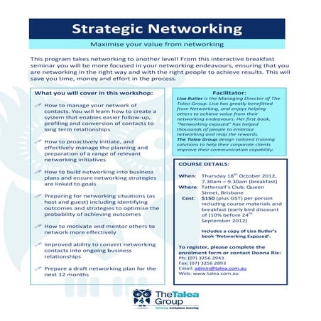 Strategic Networking Seminar Flyer | PDF