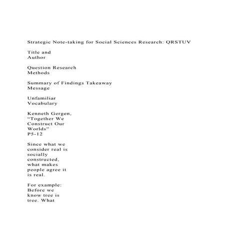 Strategic Note-taking for Social Sciences Research QRSTUV.docx