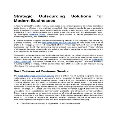 Strategic Outsourcing Solutions for Modern Businesses | PDF