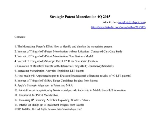 Strategic Patent Monetization 4q 2015 Ppt