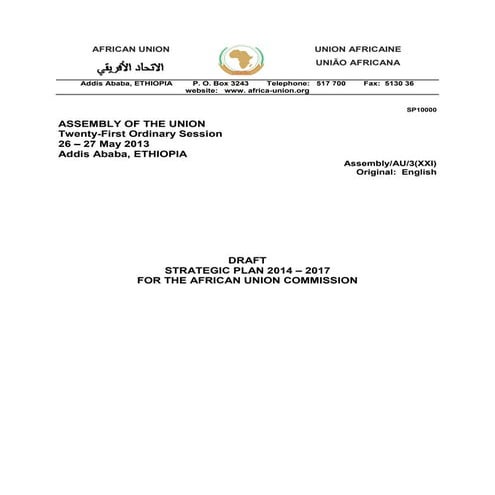 Strategic plan 2014 - 2017 for the African Union Commission | PDF
