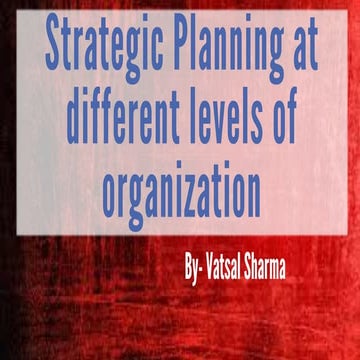 Strategic planning at different levels of organization | PDF