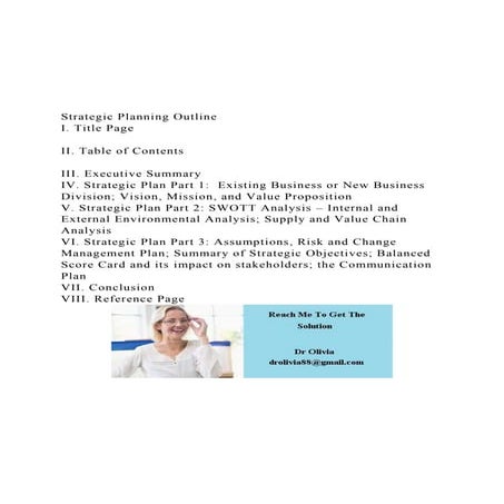 Strategic Planning OutlineI. Title PageII. Table of .docx