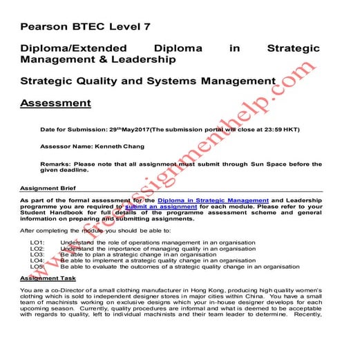 Strategic quality and systems management | DOCX