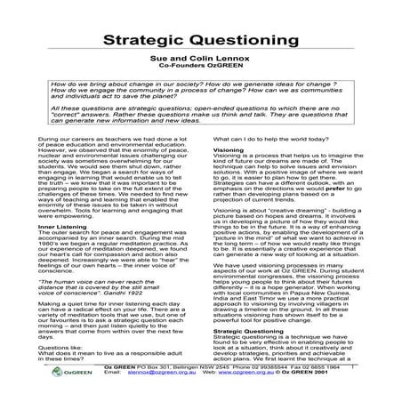 How Strategic Questioning Generates Ideas for Positive Change | PDF