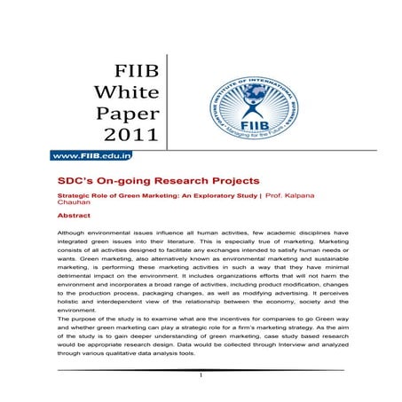 Strategic Role of Green Marketing: An Exploratory Study | PDF | Green Solutions | Business