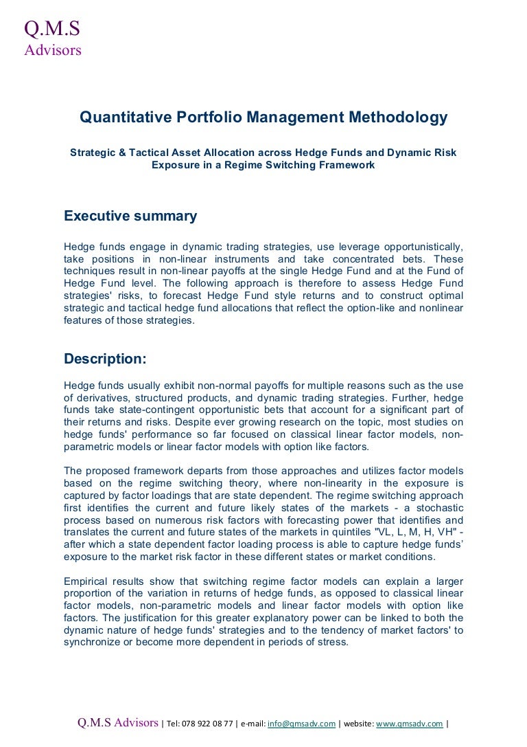 Quantitative Portfolio Management Methodology: Strategic & Tactical A…