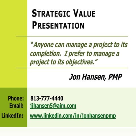 Strategic Value Presentation 100 | PPSX