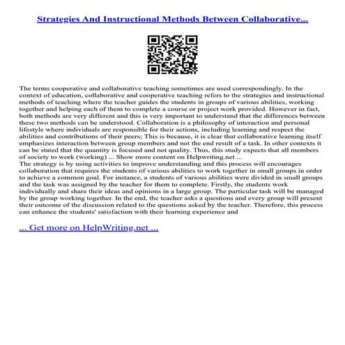 Strategies And Instructional Methods Between Collaborative... | PDF