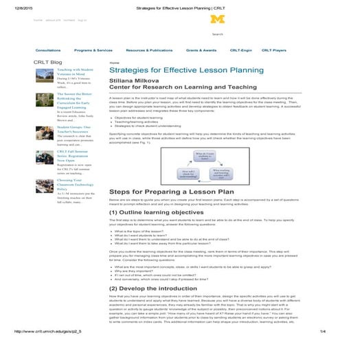Strategies for effective lesson planning crlt | PDF