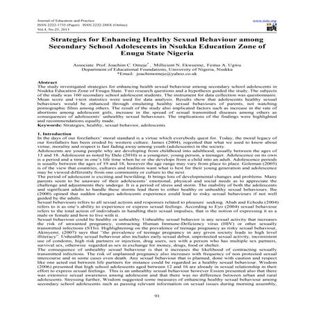 Strategies for enhancing healthy sexual behaviour among secondary ...