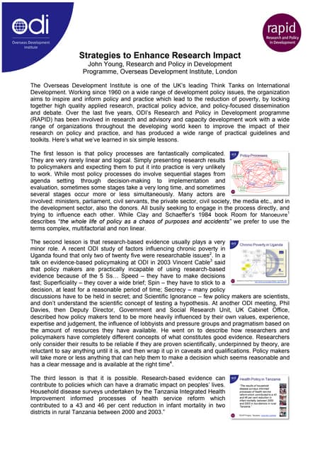 Role of Research in Policy Making (in terms of policy research) | PPT