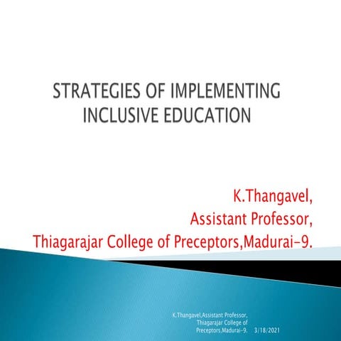 STRATEGIES FOR IMPLEMENTING INCLUSIVE EDUCATION | PPTX
