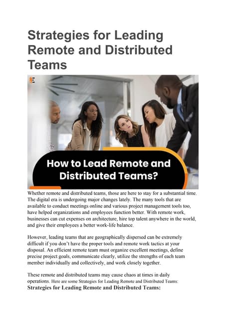 Effective Strategies For Remote Team Collaboration | PPT