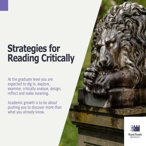 Strategies for reading critically at the graduate level April 2021 | PPT | Postgraduate ...