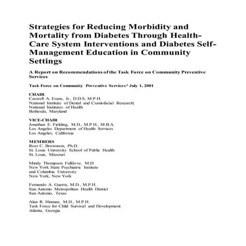Strategies for reducing morbidity and mortality from diabetes through ...