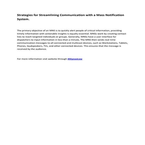 Strategies For Streamlining Communication With A Mass Notification System Docx