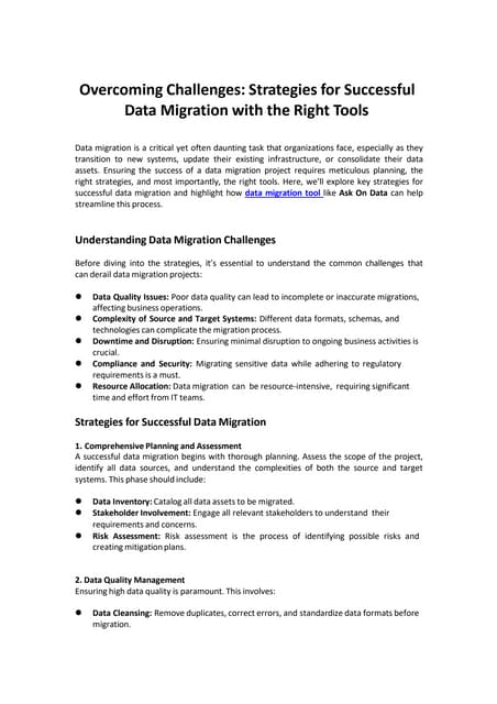 Preparing a data migration plan: A practical guide | PPTX