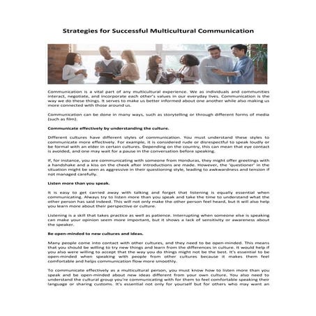 Strategies for Successful Multicultural Communication | PDF