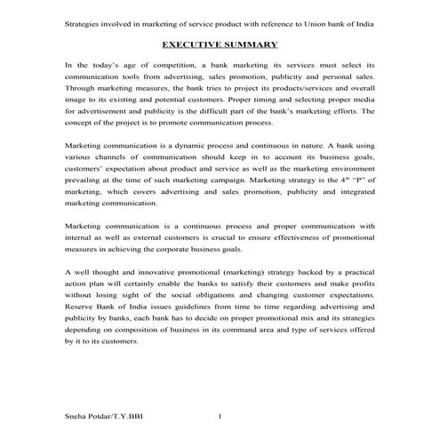 Strategies involved n mkt. of service product with reference to ubi | PDF