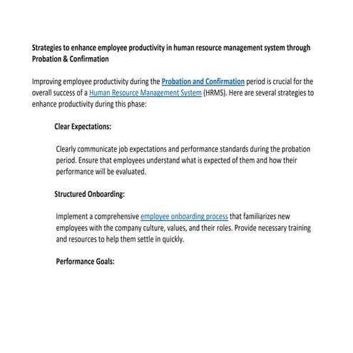 Strategies to enhance employee productivity in human resource ...