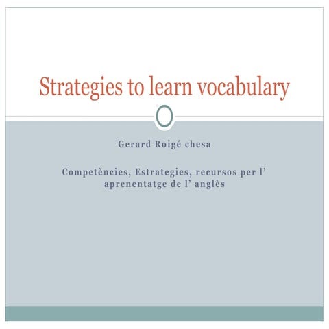 Strategies to learn vocabulary | ODP