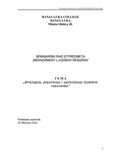 Menazdment planiranje, odlucivanje, rukovodjenje, kontrola | DOC
