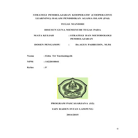 STRATEGI PEMBELAJARAN KOOPERATIF | DOCX