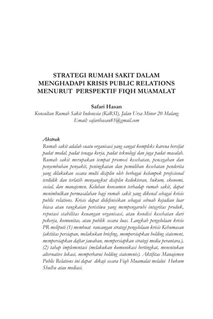 Pelatihan humas rumah sakit | PDF