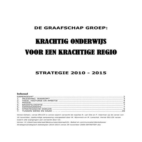 Strategisch beleidsplan 2010 2015 | PDF