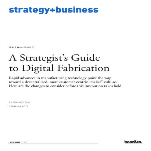 A Strategist's Guide to Digital Fabrication | PDF