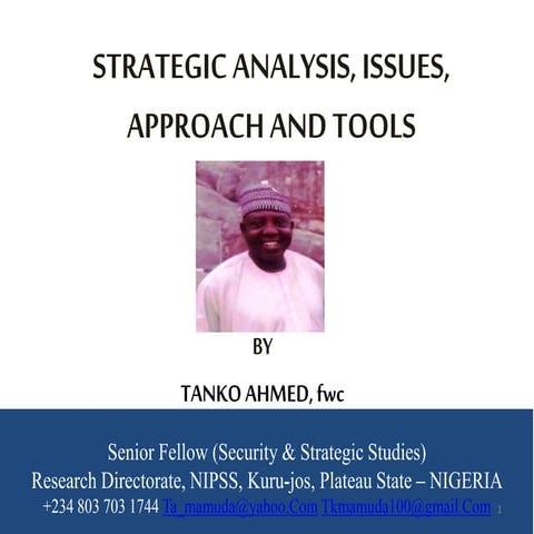 STRATEGIC ANALYSIS, ISSUES, APPROACH AND TOOLS | PPTX