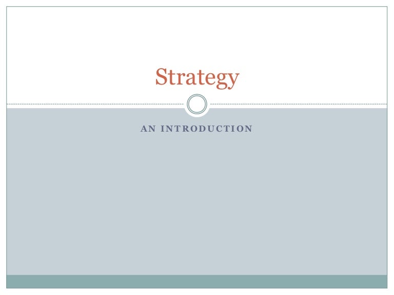 Strategy an introduction