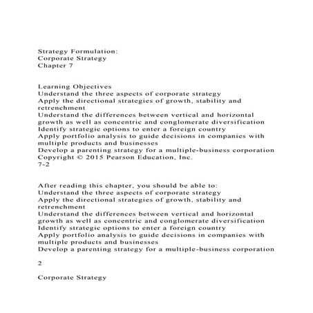 Strategy FormulationCorporate StrategyChapter 7Learni.docx