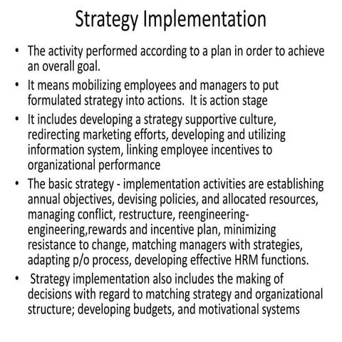 Strategy implementation and control | PPT