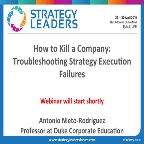 How to Kill a Company Troubleshooting Strategy Execution Failures | PPT