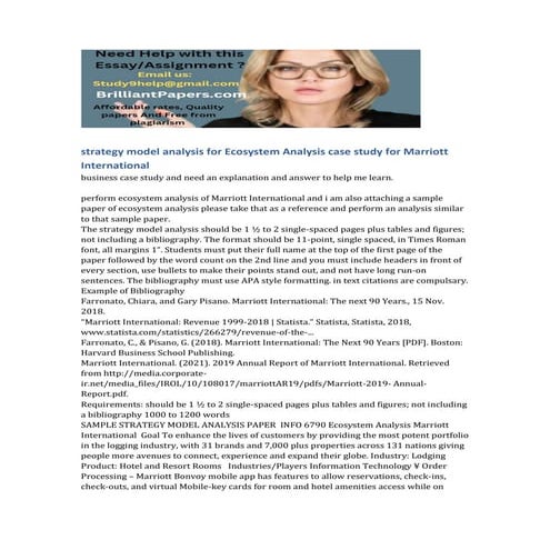 strategy model analysis for Ecosystem Analysis case study for Marriott.pdf