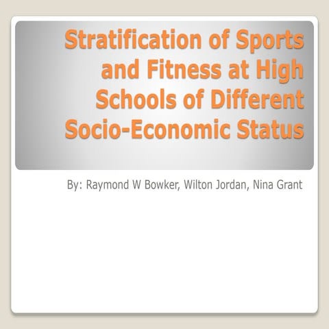 Stratification of sports and fitness at high schools | PPT